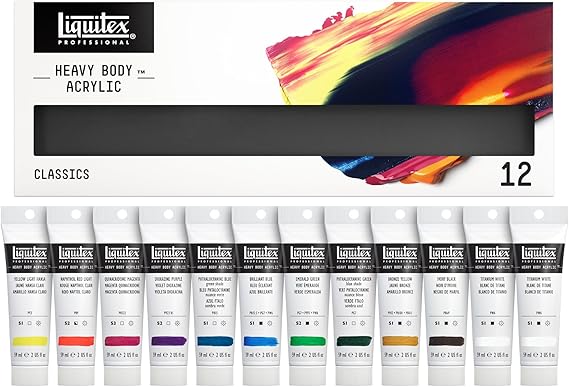 Liquitex Professional Heavy Body Acrylic Paint Classic Set, 12 Colors ...
