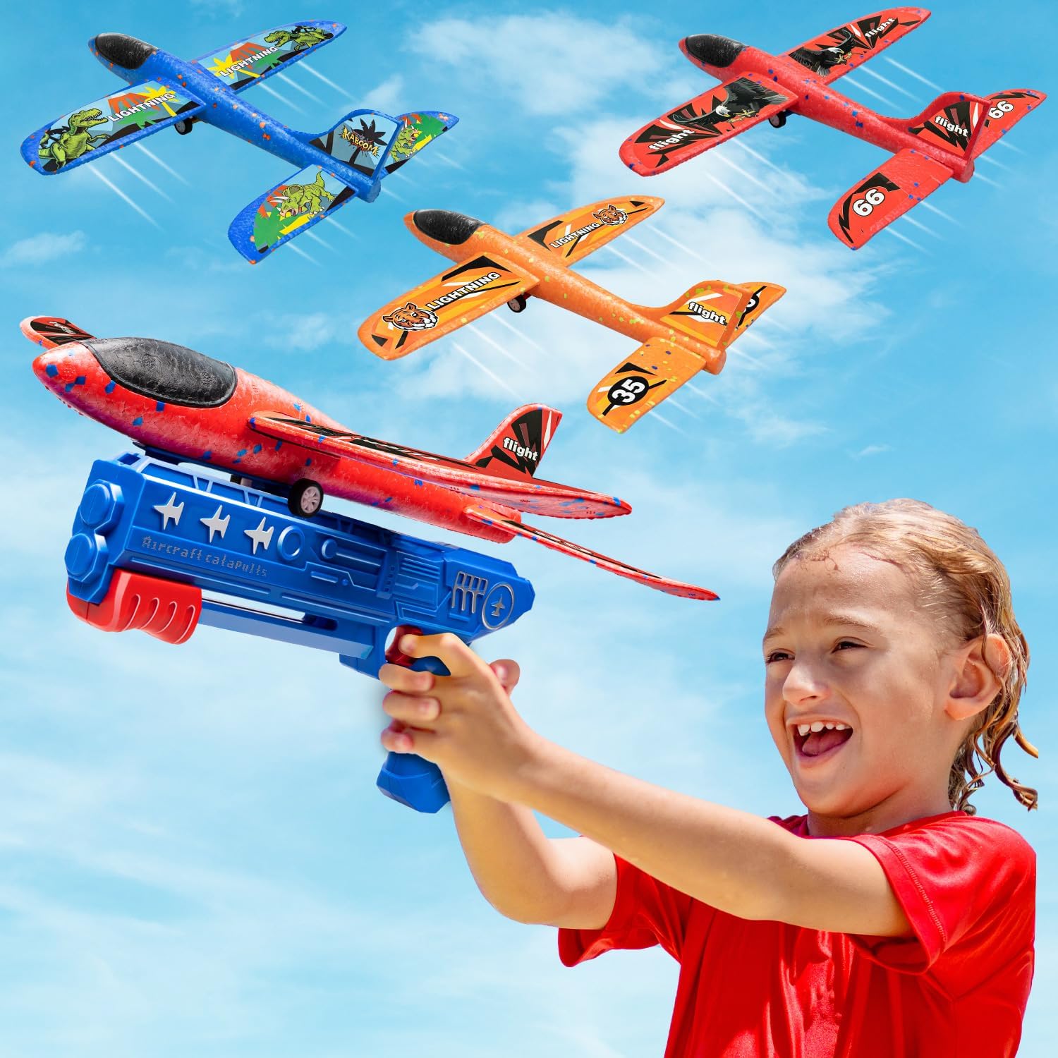 Amazon.com: Funmas 3 Pack Airplane Launcher Toys, 2 Flight Modes ...