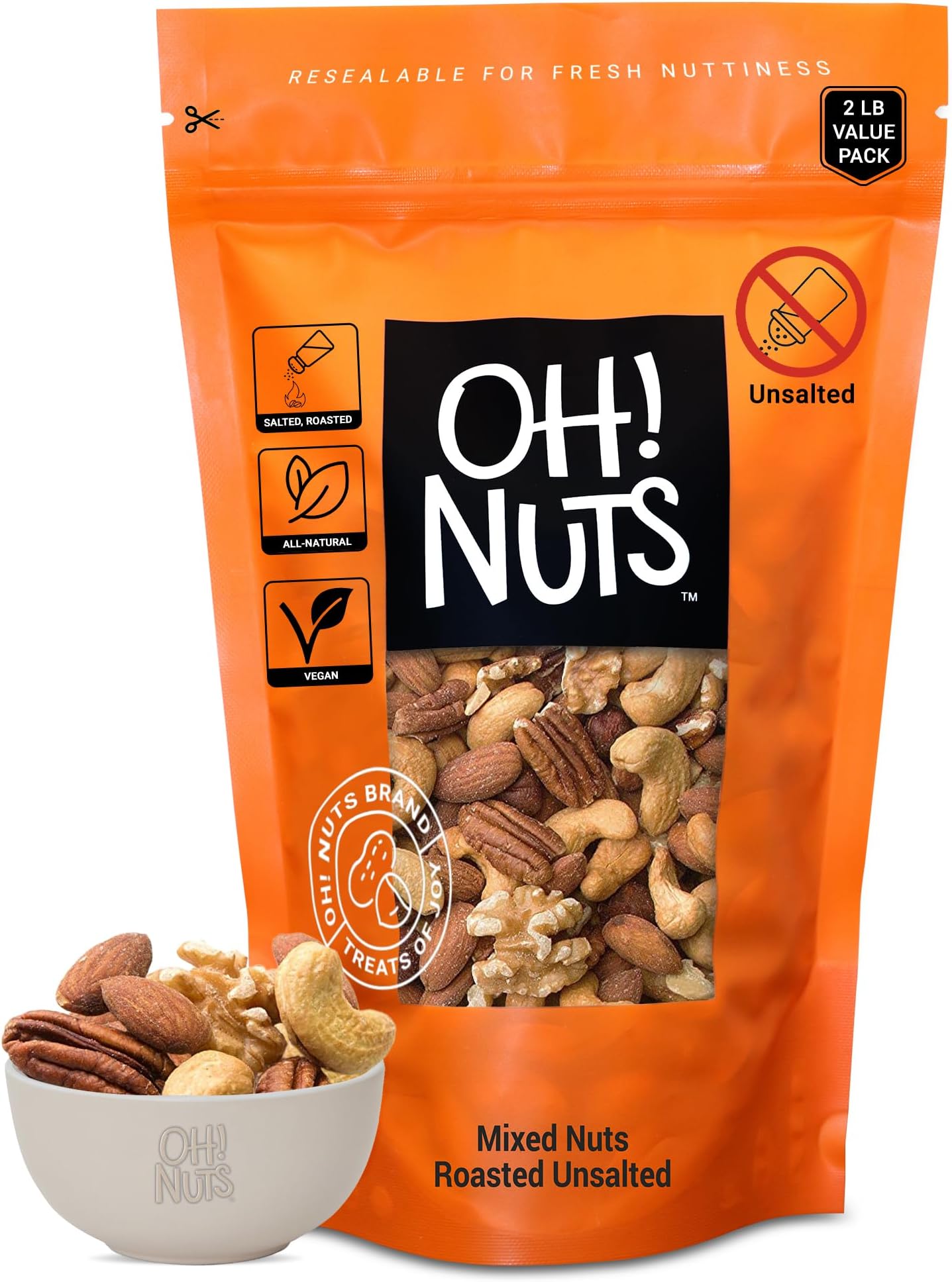 Amazon.com : Oh! Nuts® Deluxe Mixed Nuts Roasted Unsalted Snack Pack ...