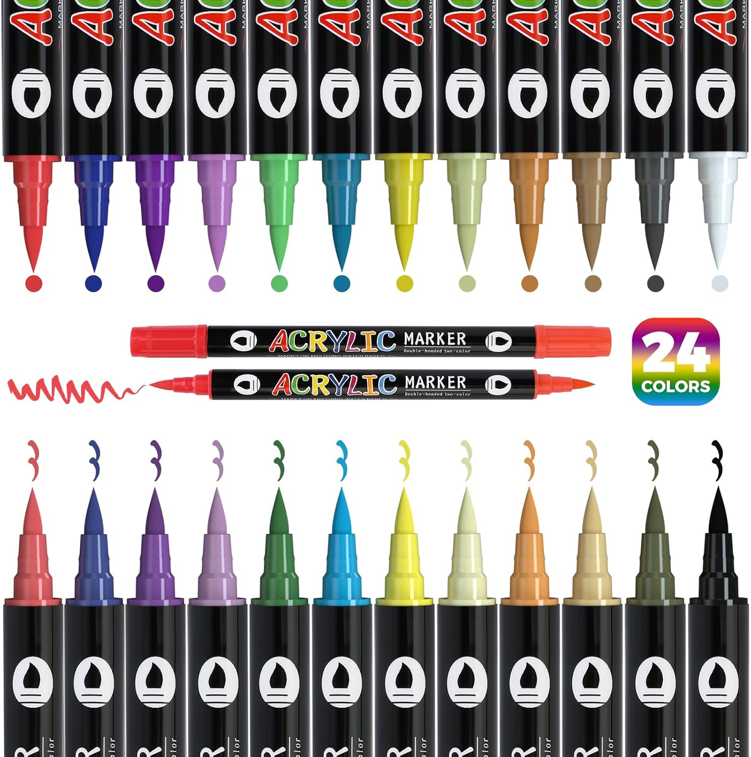 Amazon.com: EOAYONY Upgraded Acrylic Paint Pens,24 Colors Paint Pens ...