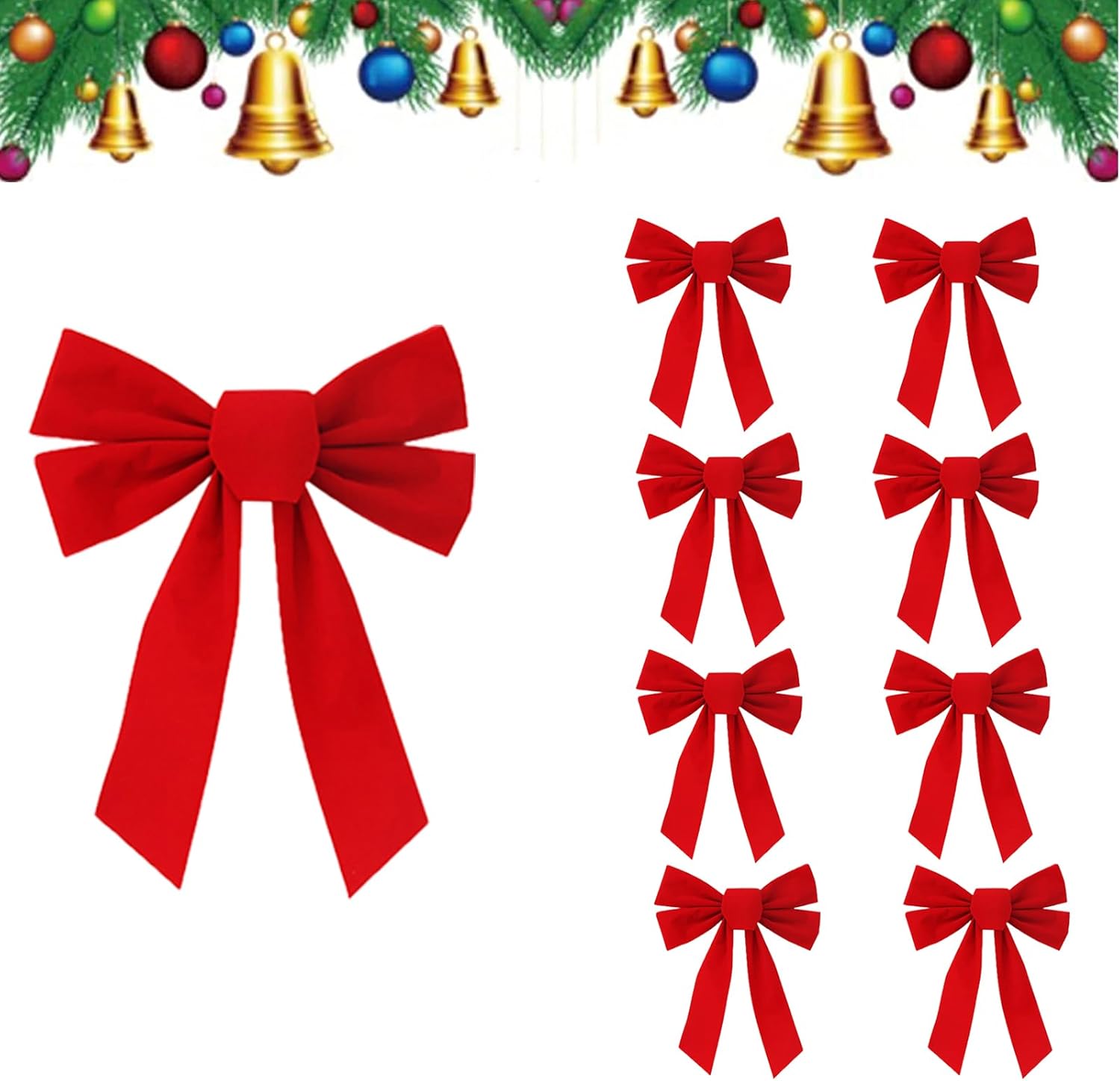 Amazon.com: 12 Pack Red Velvet Christmas Bows Large Christmastree ...