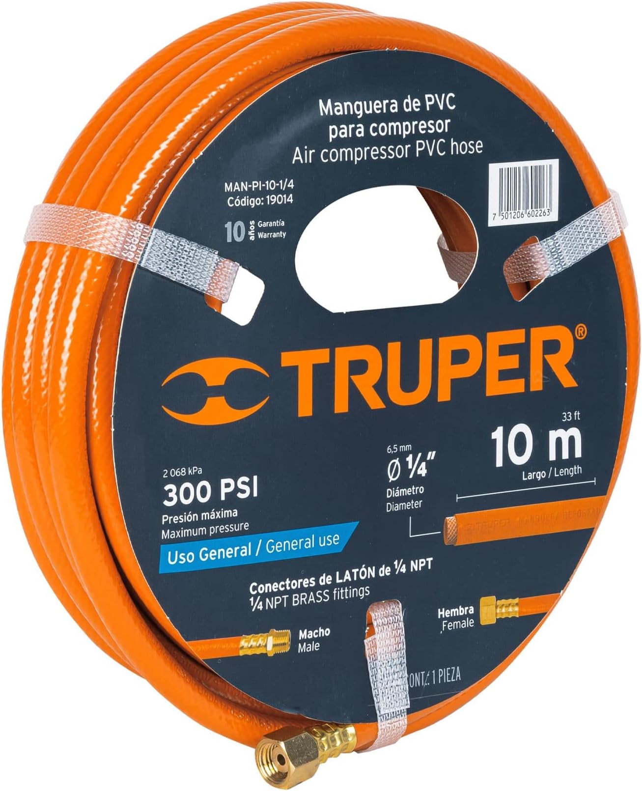 Truper MAN-HI-15-3/8, Manguera híbrida para compresor, 15 m x 3/8 ...