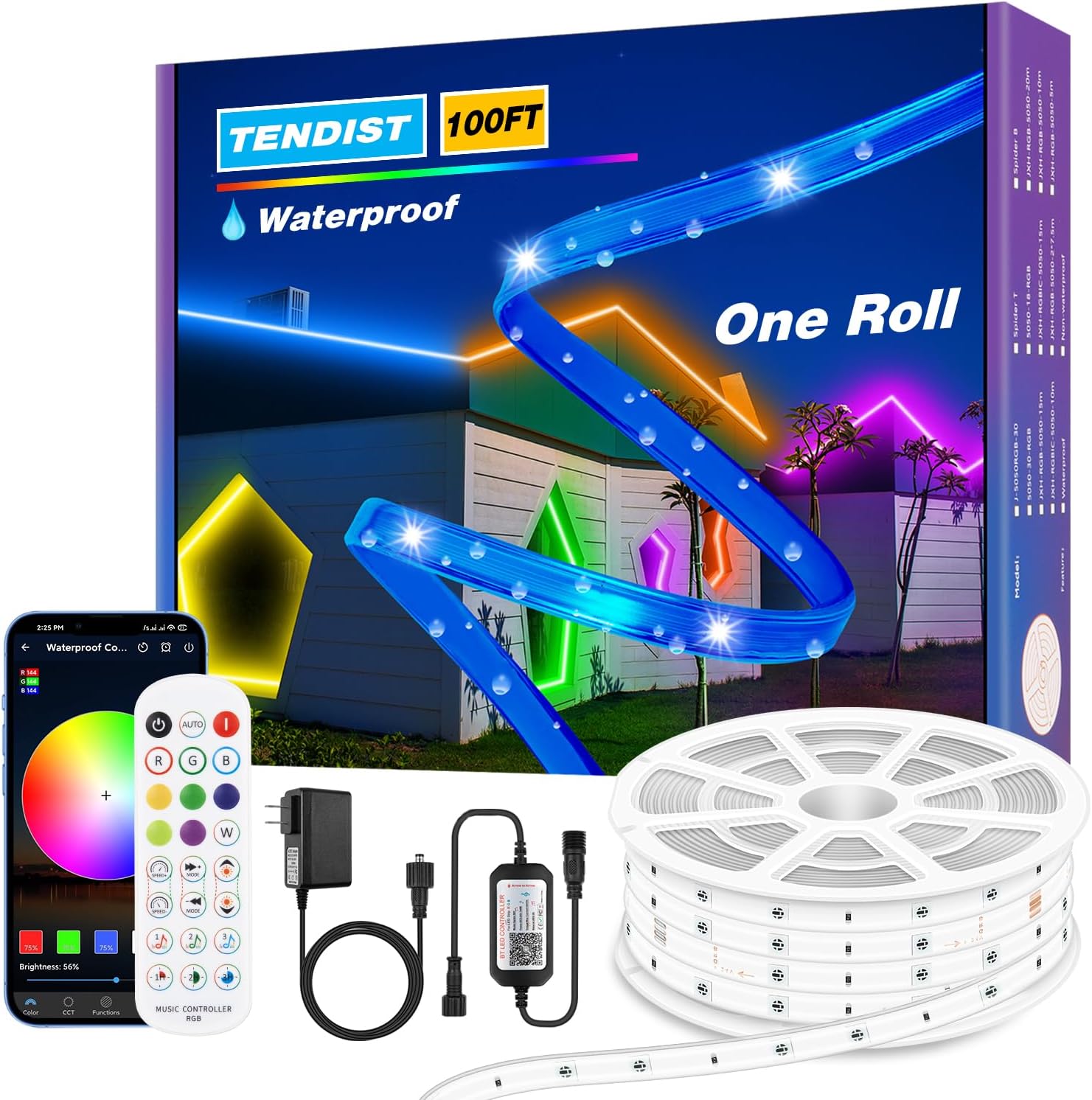 TENDIST 100FT Outdoor LED Strip Lights Waterproof, IP67 Bande Lumineuse ...