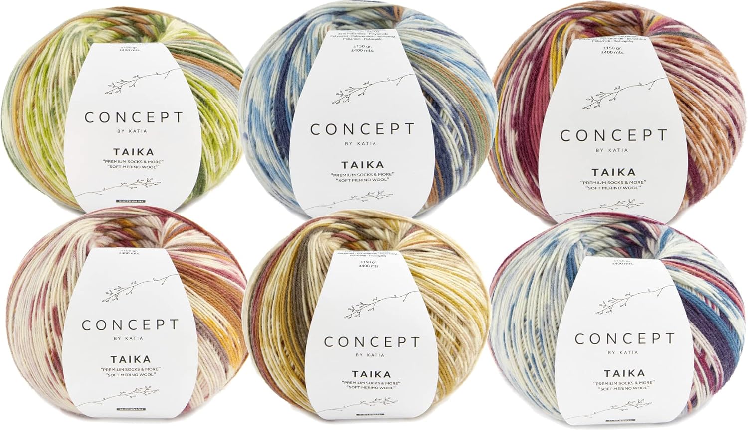 Concept Katia Taika - Ovillo de lana de merino (6 hilos, 6 capas, 6 x ...