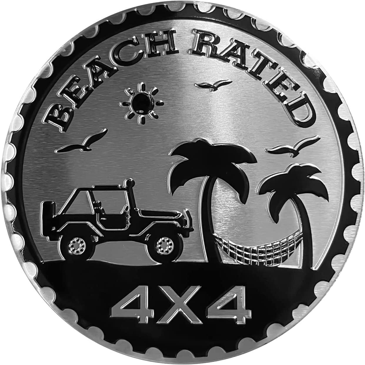 Jeep Trail Stickers 2PCS 3D Beach Rated 4 X 4 Metal Car Badge Creative ...
