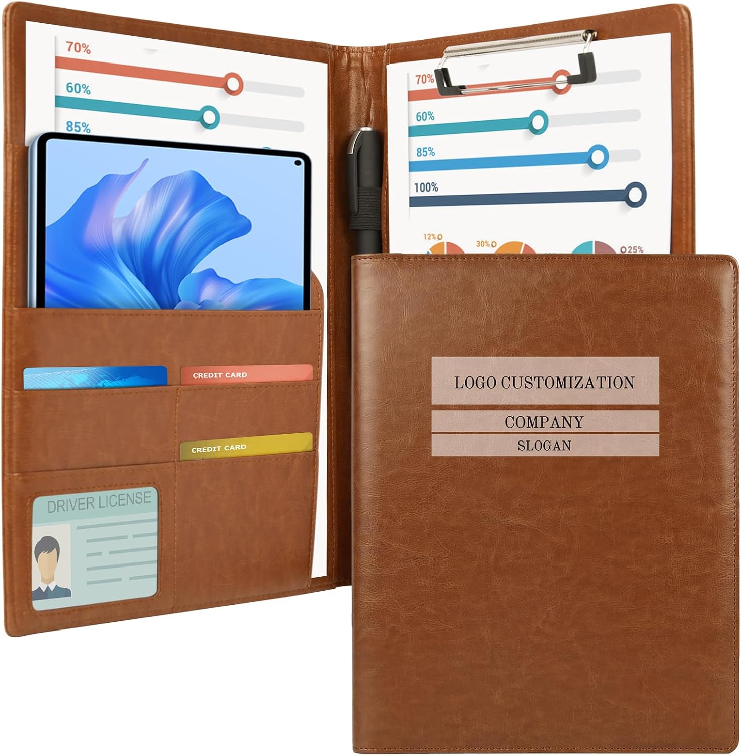 Amazon.com : Personalized Padfolio with Engraved Logo Text Custom ...