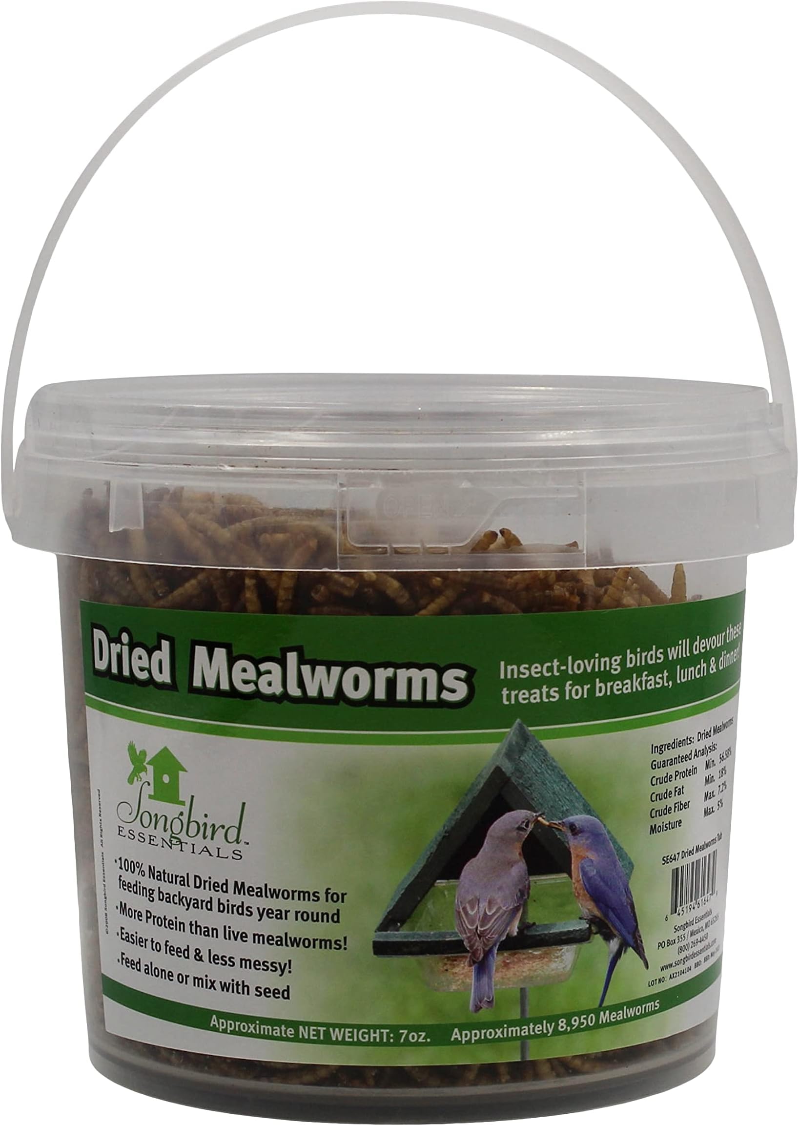 Amazon.com : Wagner's 58001 Mealworms Wild Bird Food, 7-Ounce Bag ...