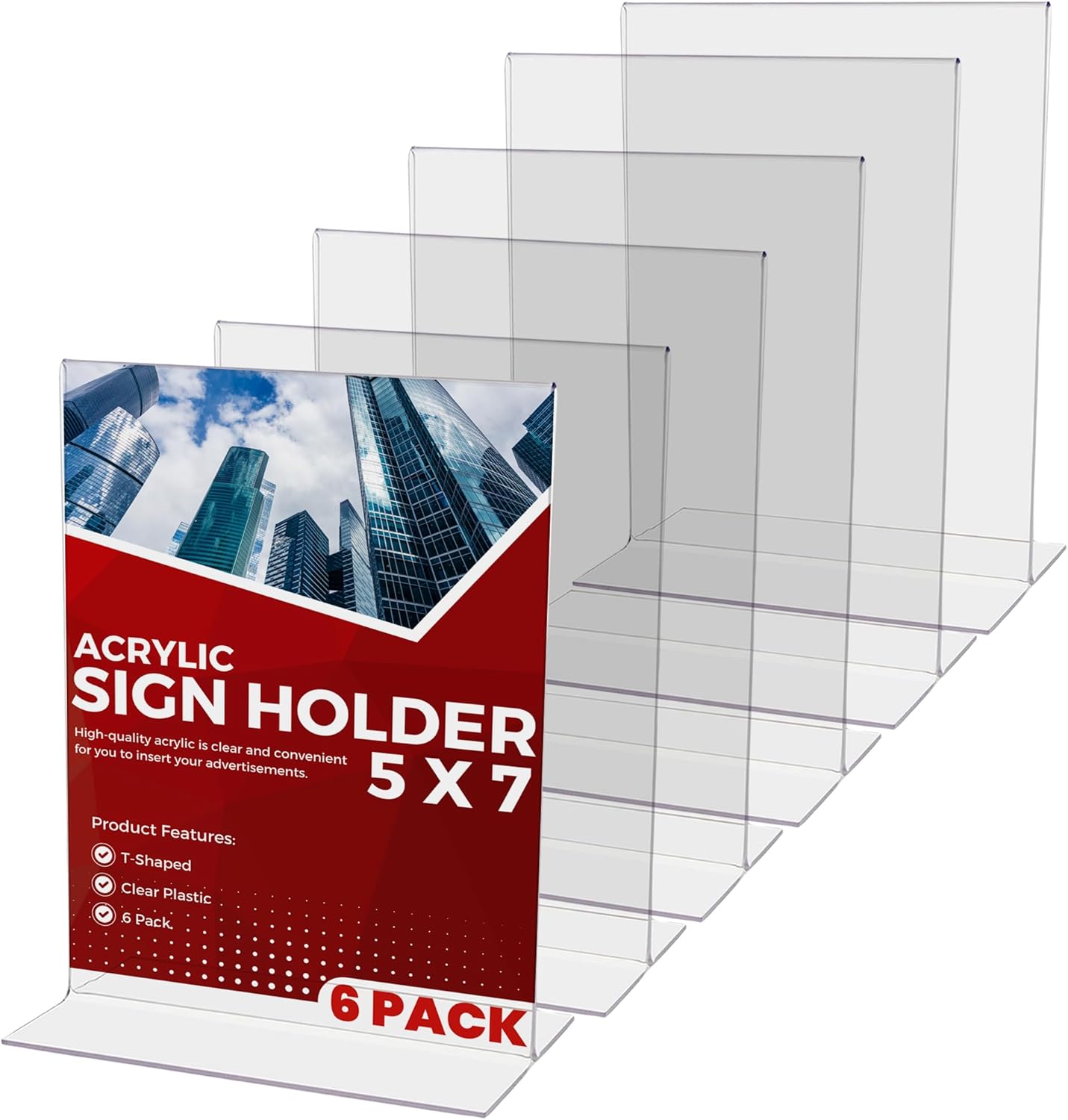 Amazon.com: 1InTheOffice Acrylic Sign Holder 5x7, Vertical Plastic ...