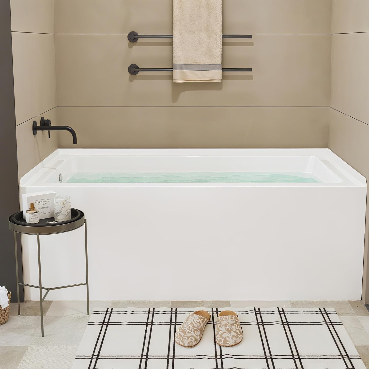 Alcove Acrylic Soaking Tub, 60x30 Inch Drop-In Bathtub Left Hand Drain ...