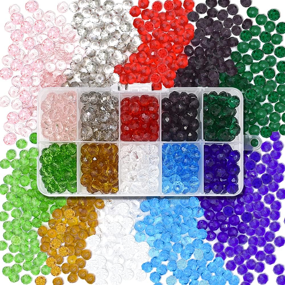Amazon.com: 1200Pcs Faceted Rondelle Beads, Messar 6mm Crystal Glass ...