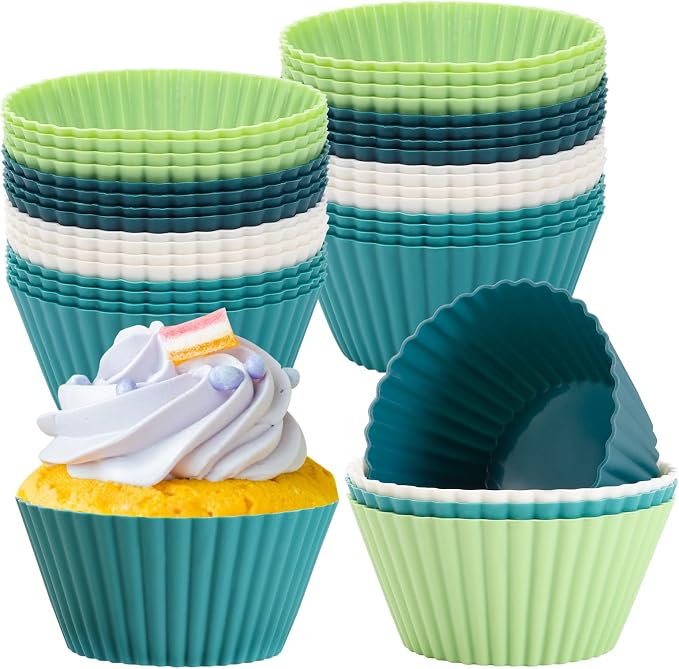 36Pcs Silicone Muffin Cases, Reusable Cupcake Moulds Non-Stick Baking ...