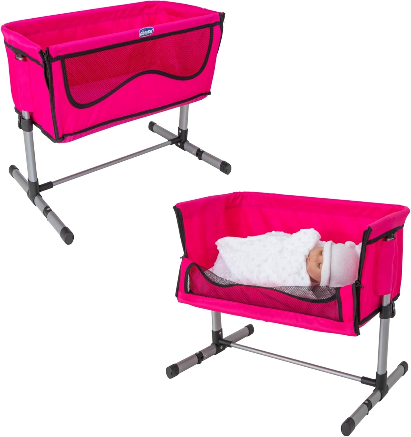 HTI Chicco Junior Next2You Bedside Pink Cot | Fold-Down Crib Toy ...