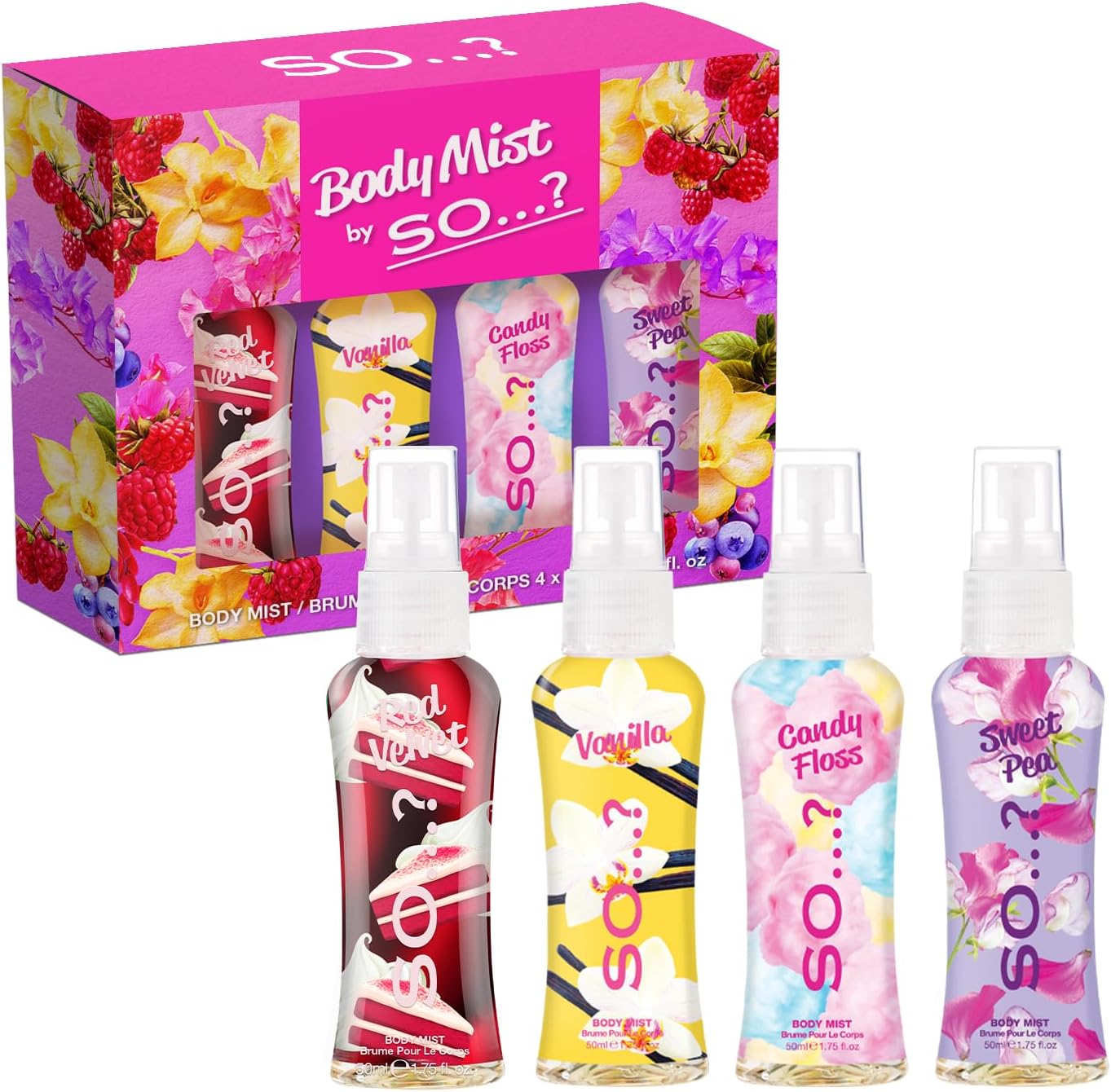 SO? Body Mist By So? Womens Mini Mist Body Mist Gift Set, with Red ...