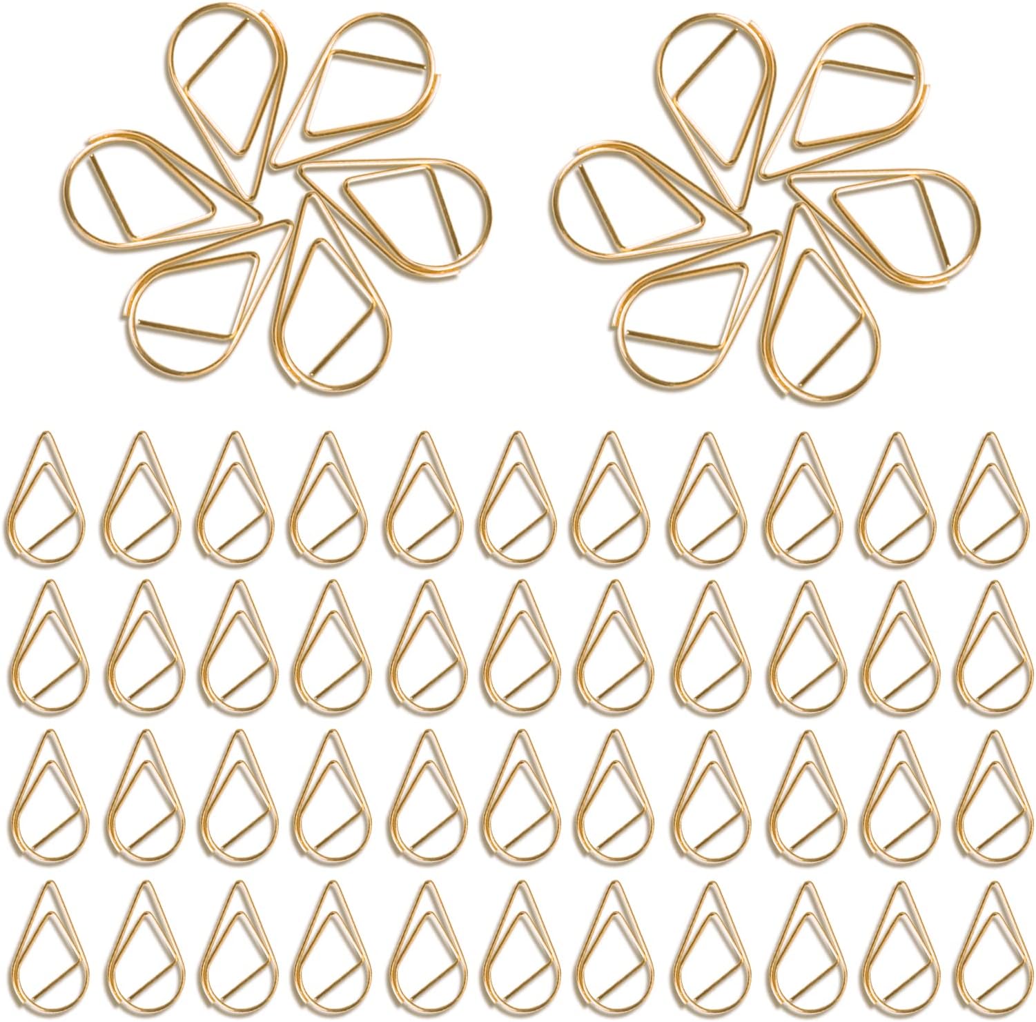Gold Paper Clips 200 Pieces Small Paperclips Metal Water Drop Paper ...