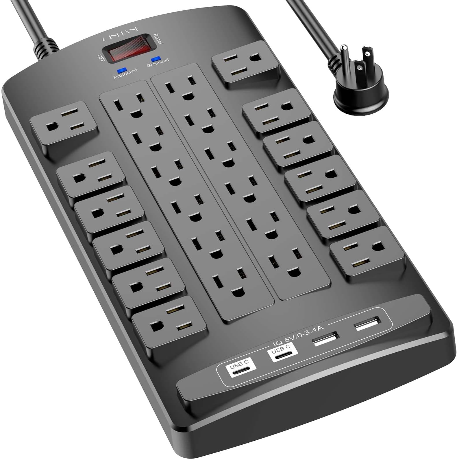 Amazon.com: Surge Protector Power Strip 4800J, LeZone 15Ft Long ...