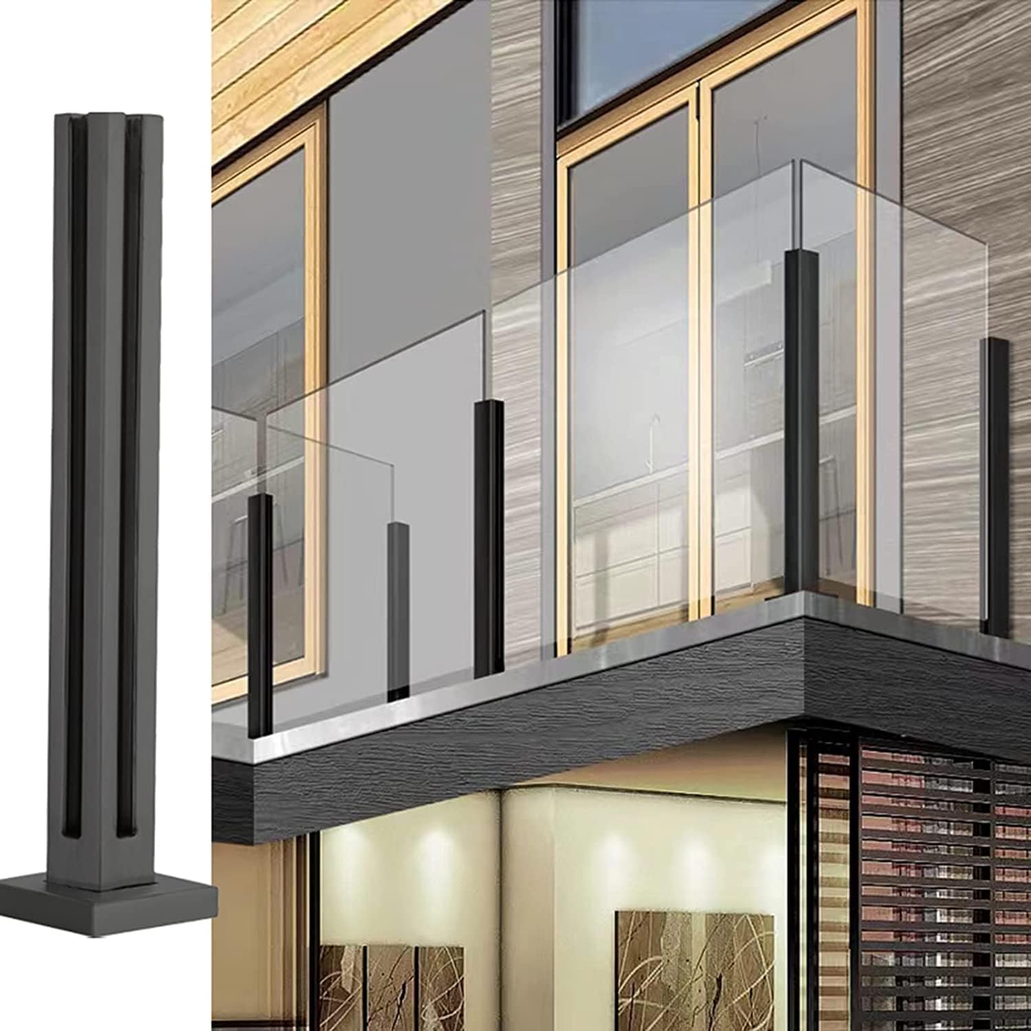 Amazon.com: Deck Railing Post System, Terrace Hallway Glass Balustrade ...