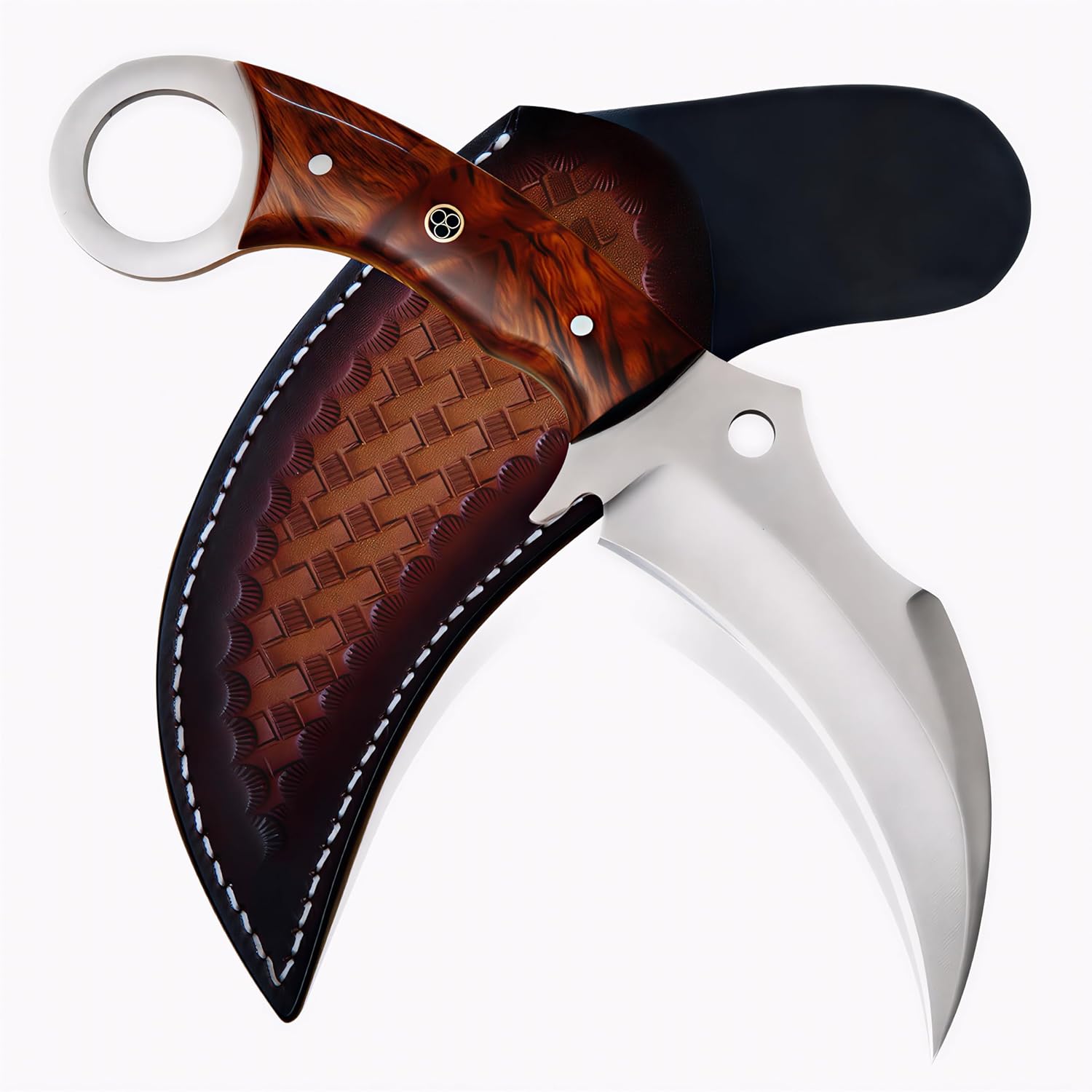 Amazon.com: HS Handmade Fixed Blade Knife with Leather Sheath | 9" EDC ...