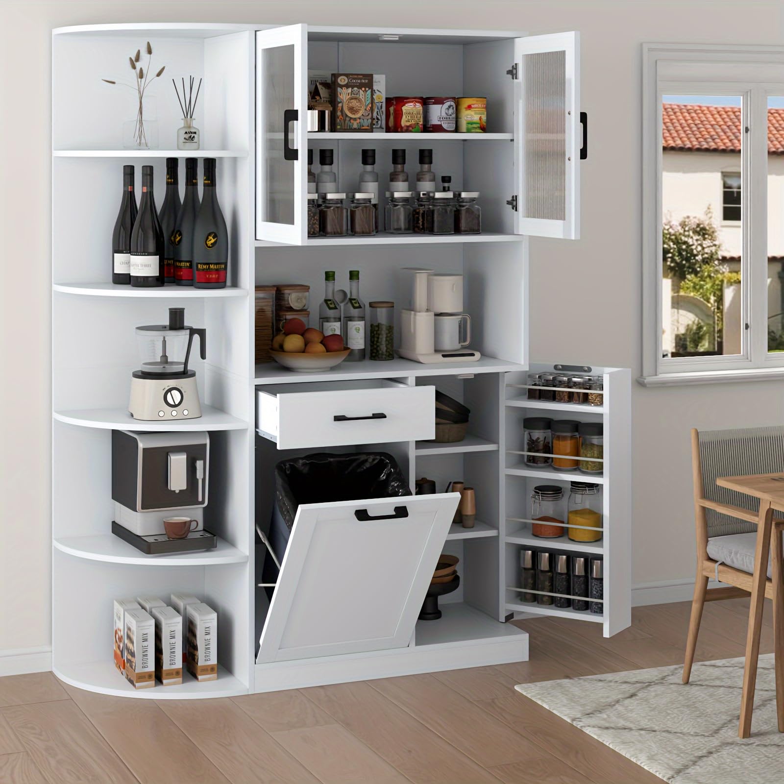 Lateral White Kitchen Cabinet Pantry Amazon.com: Generic 64'' Tall