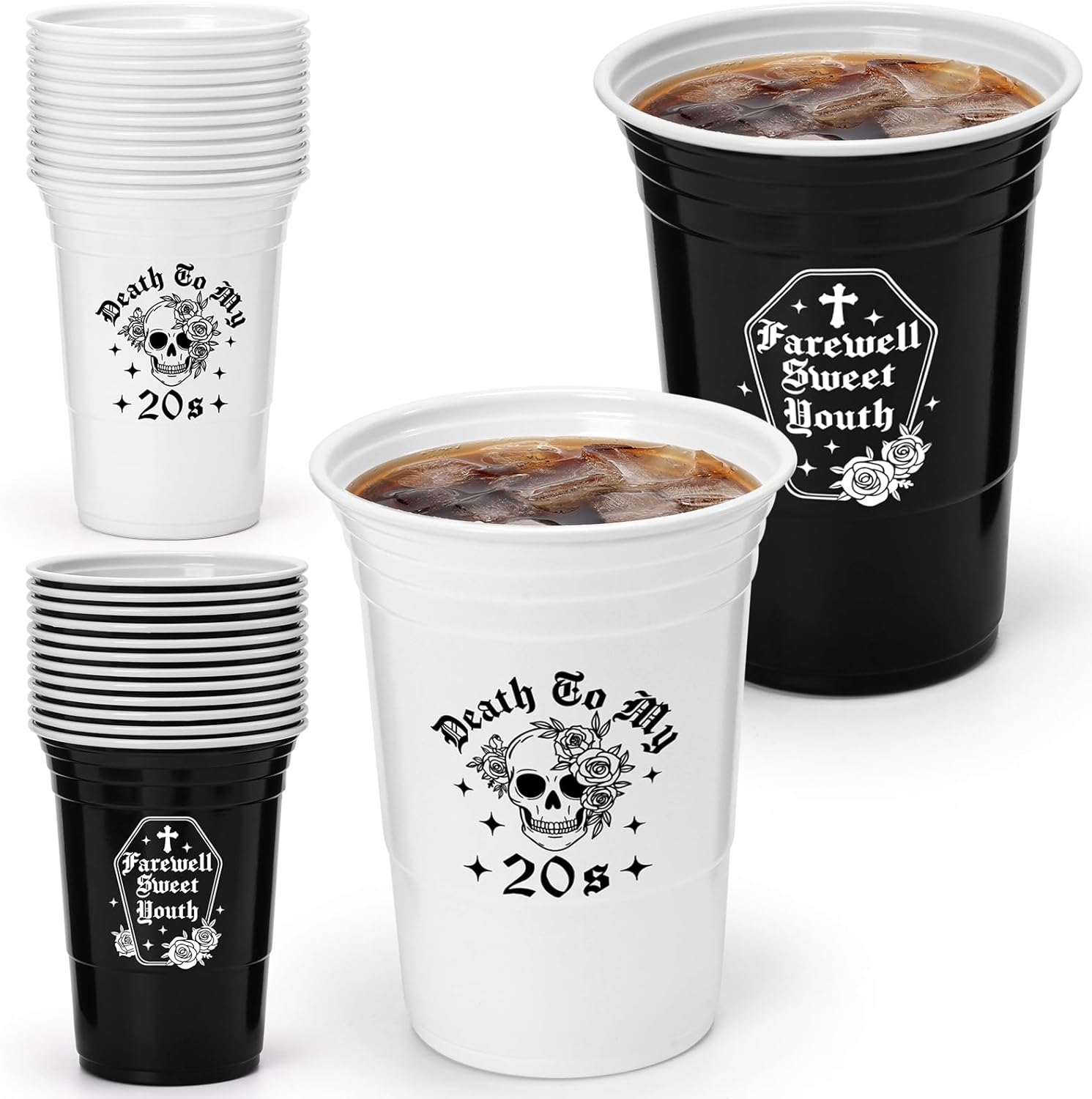 Amazon.com: Nefelibata 24 Pack Gothic 30th Birthday Party Cups Women ...