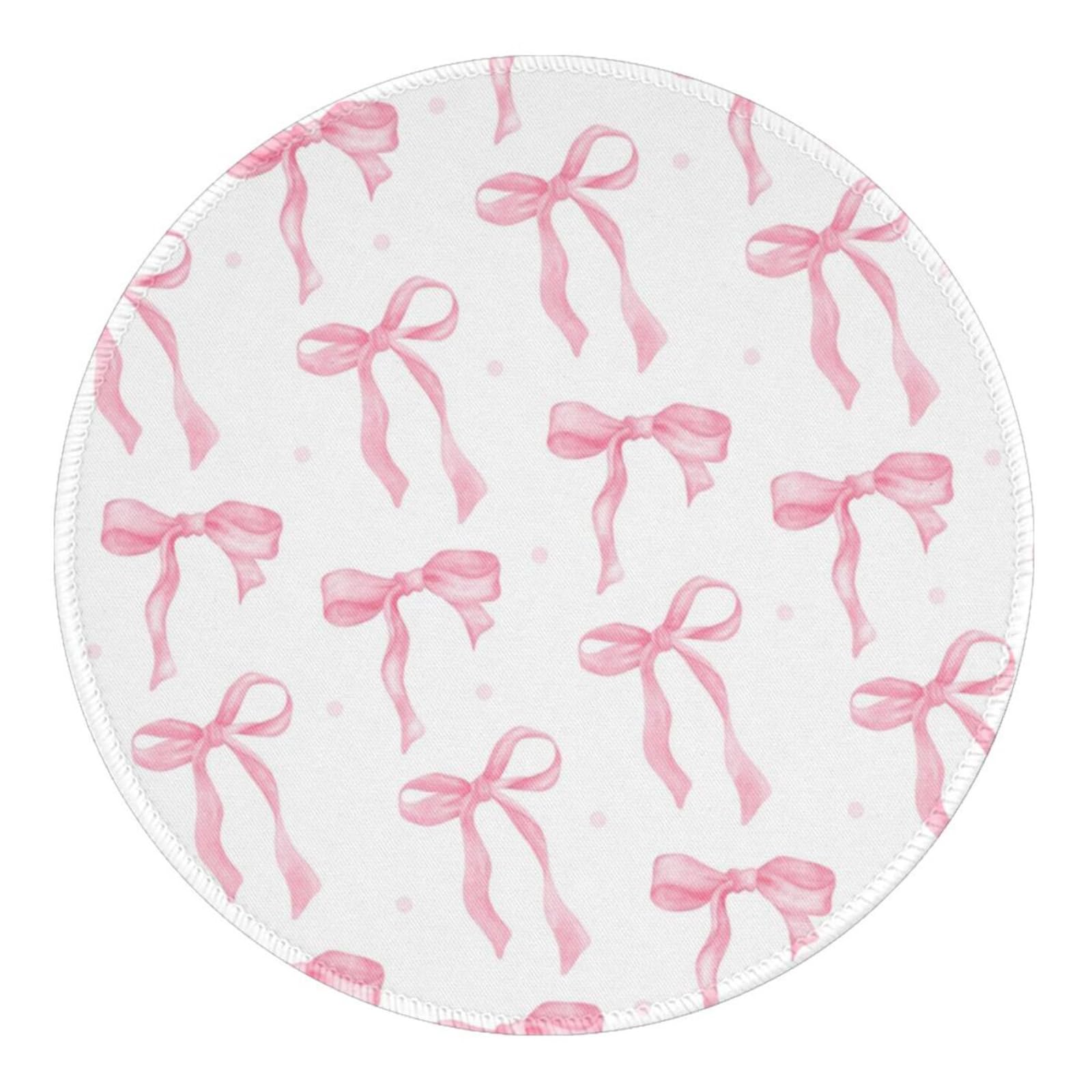Amazon.com: Cute Round Travel Mouse Pad Pink Bows Aesthetic Mousepad ...