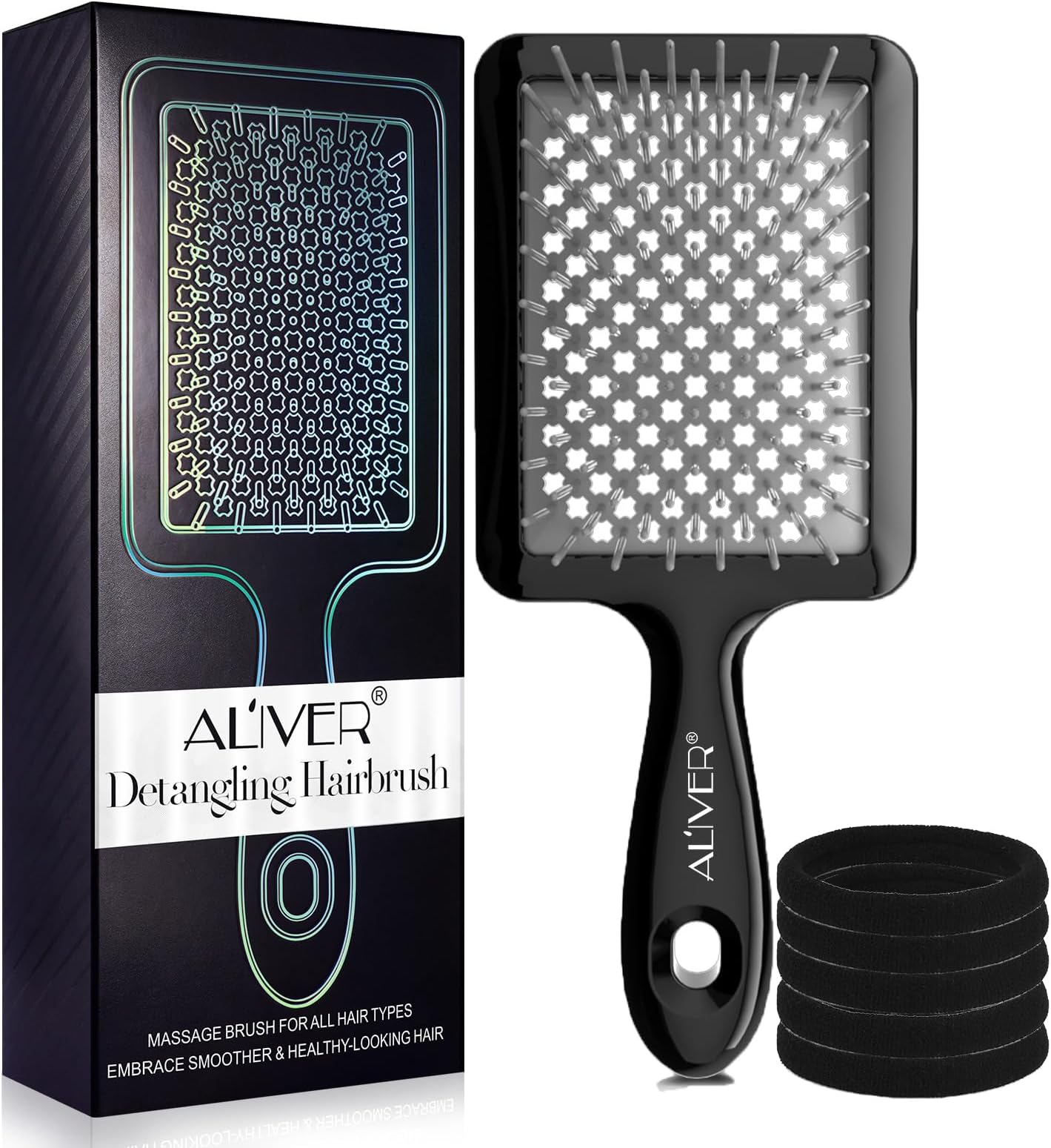 Amazon.com : Hair Detangling Brush Black, Wet & Dry Vented Detangling ...