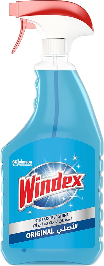 Windex Original Blue Glass Cleaner Spray Bottle, 750ml - Powerful ...