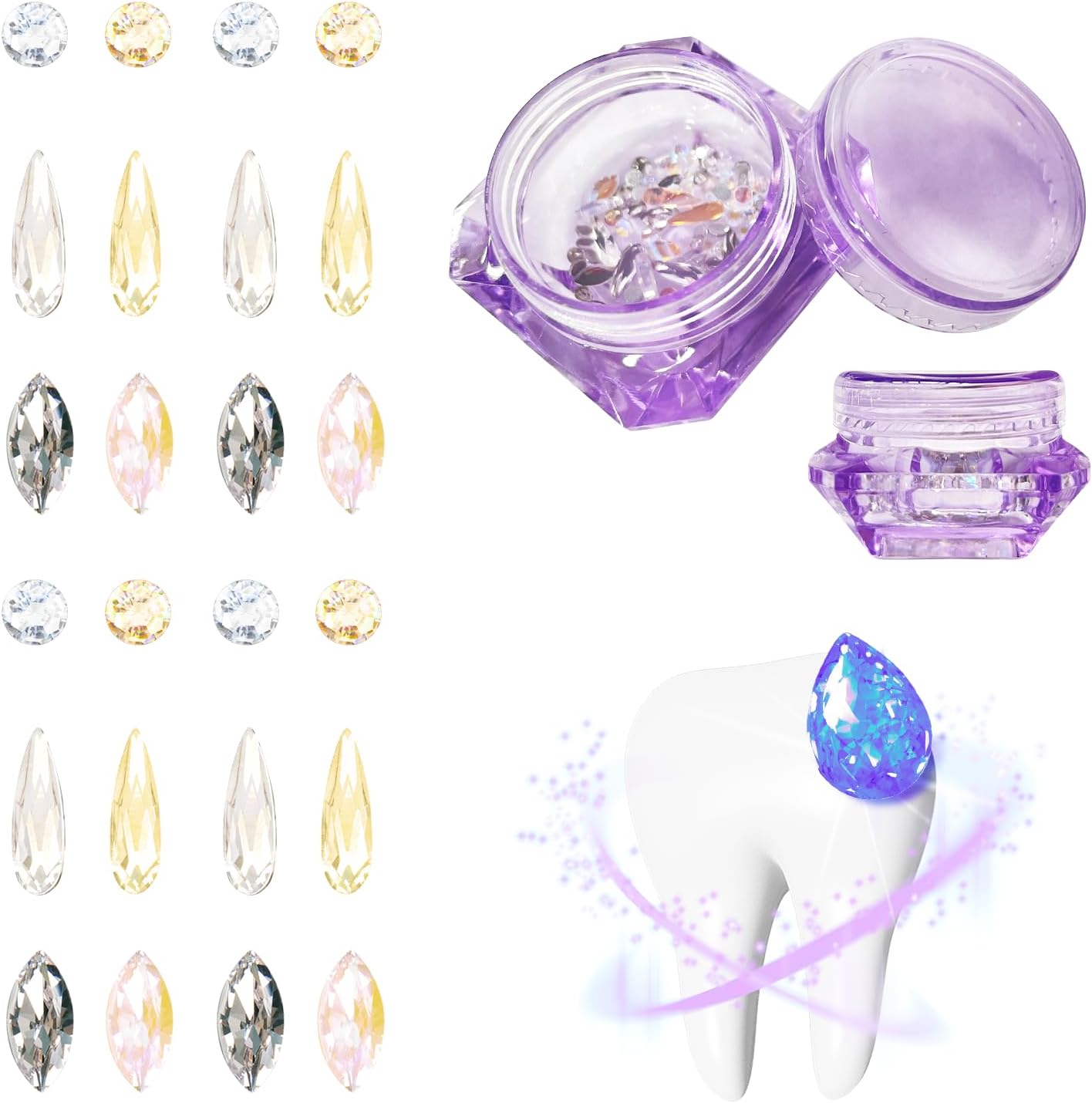 Amazon.com: 150PCS Tooth Gems, Water Droplet Tooth Gems, Shining DIY ...