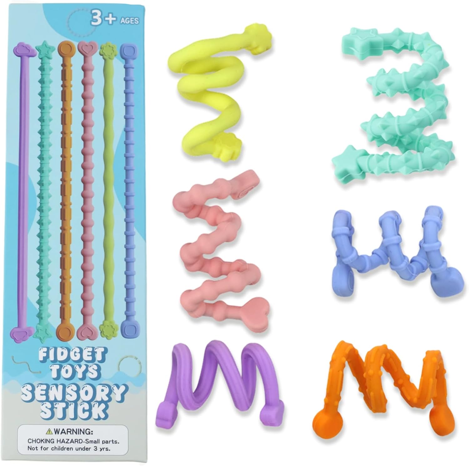 Amazon.com: Sensory Silicone Fidget Toys for Kids and Adults, 6Pcs ...