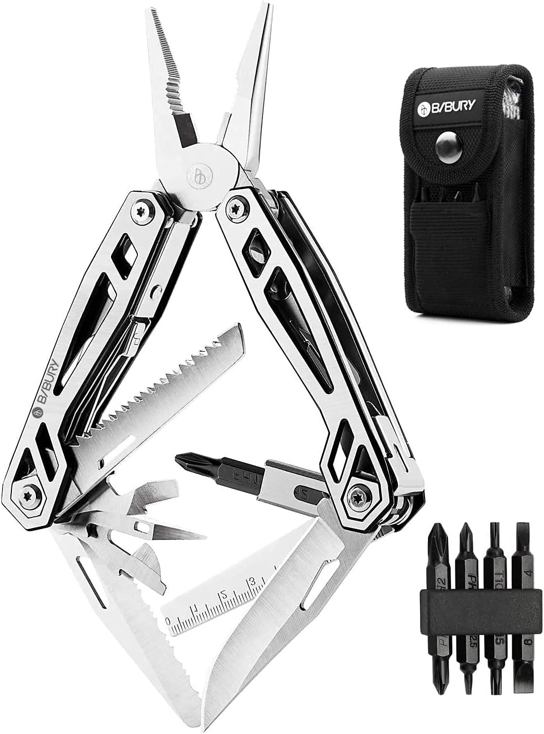 BIBURY Multitool Pliers, 21-in-1 Multi-Purpose Pocket Knife Pliers Kit ...