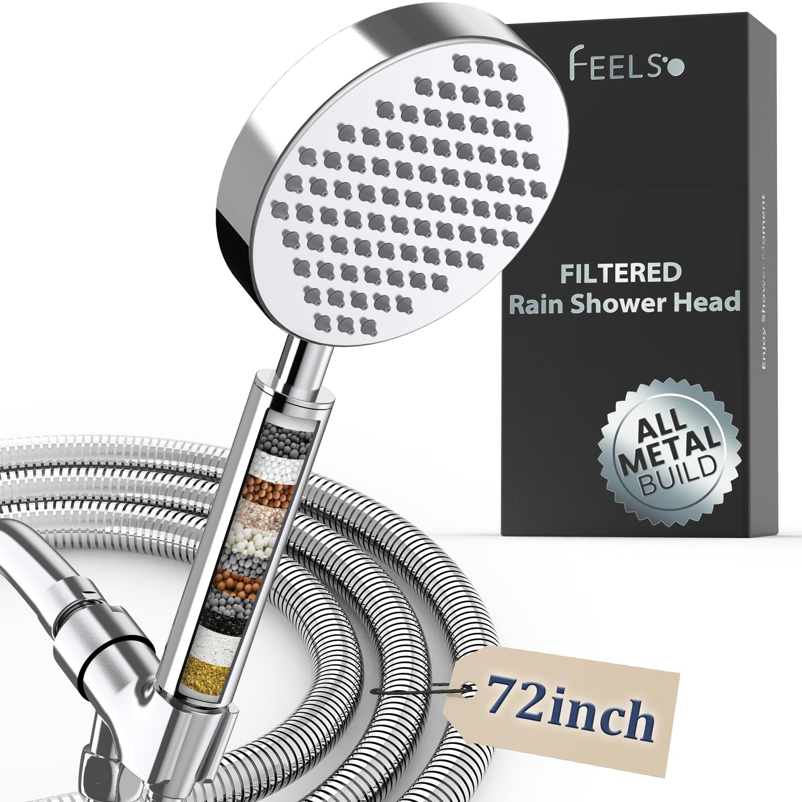 FEELSO Filtered Shower Head with Handheld - ALL METAL - Rain Showerhead ...