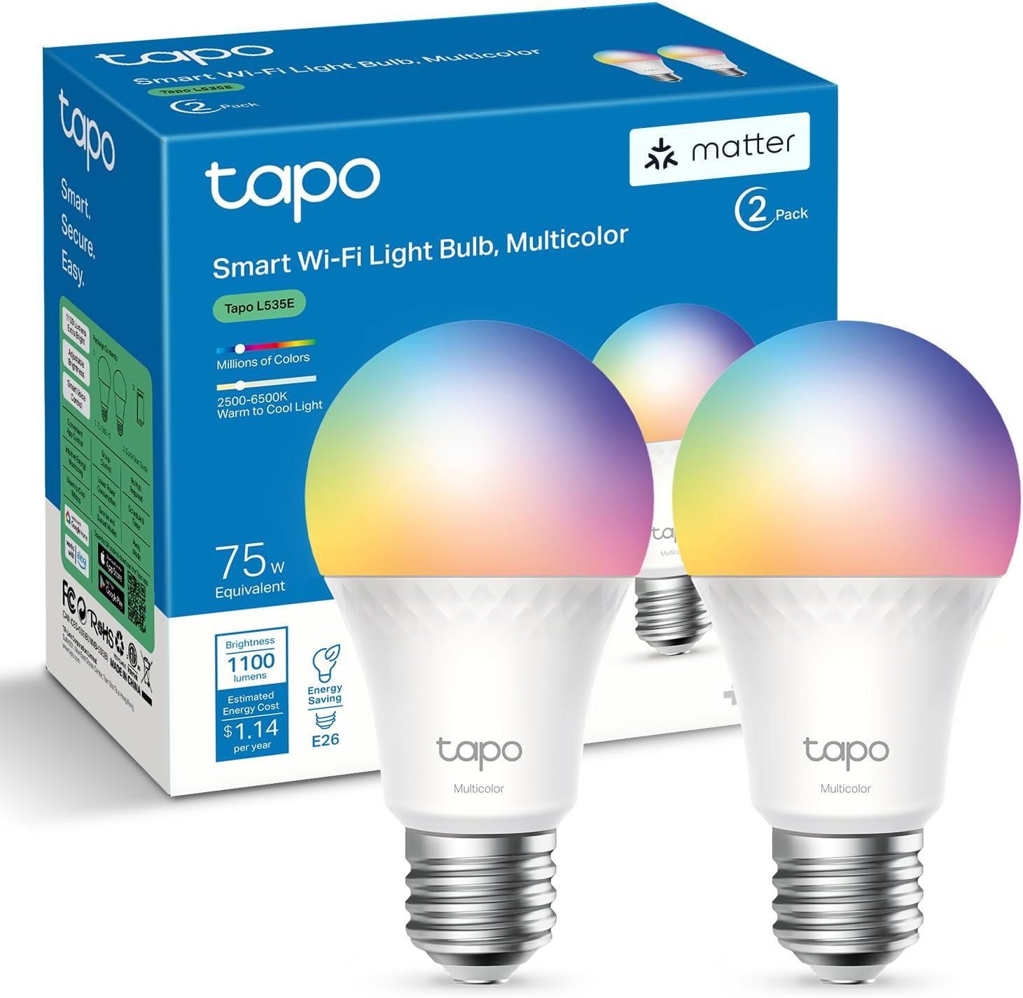 Amazon.com: Tapo TP-Link Smart Light Bulbs, 1100 Lumens High Brightness ...