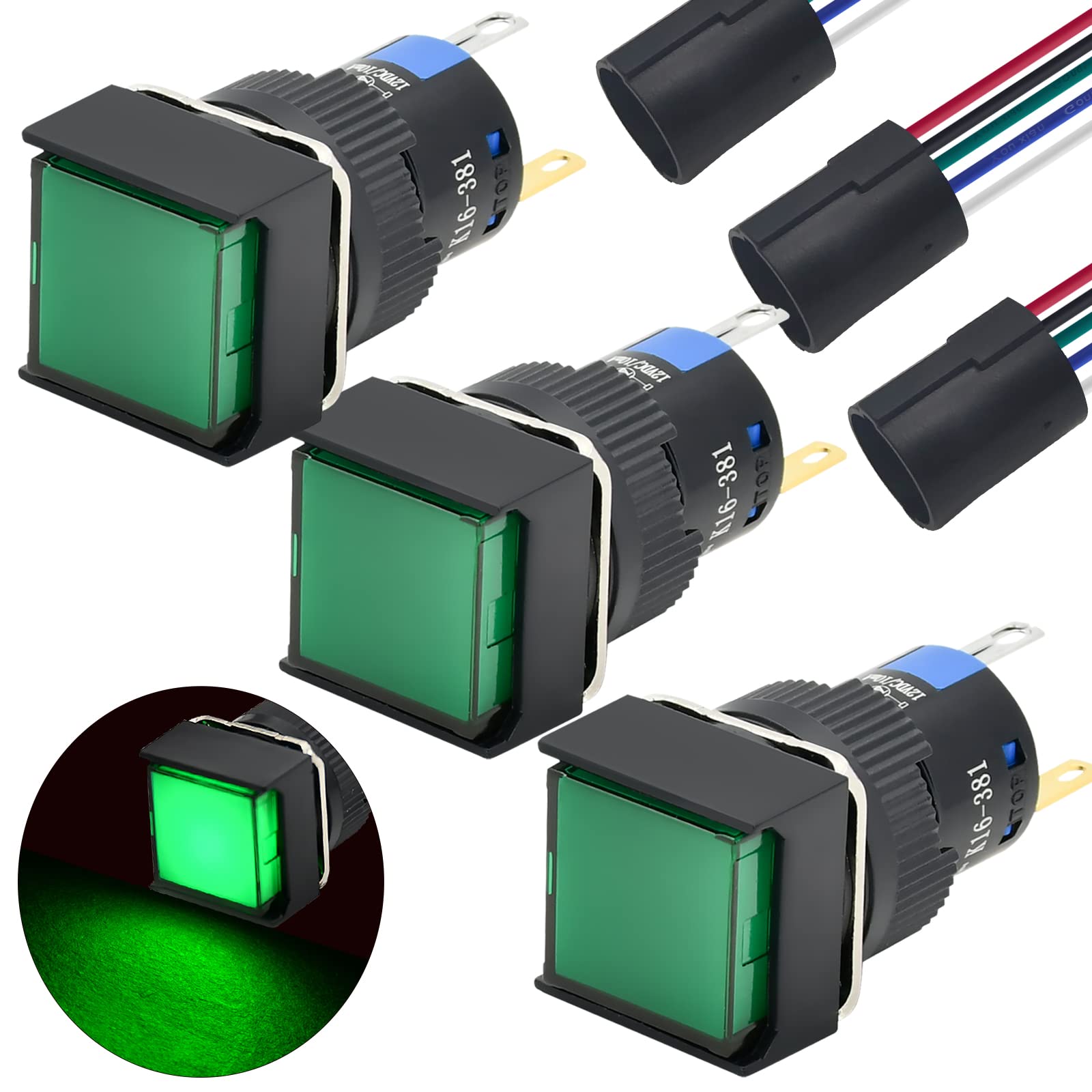 Snapklik.com : ZJWZJH (3 Pcs) 16mm 5/8inch Latching Push Button Switch ...