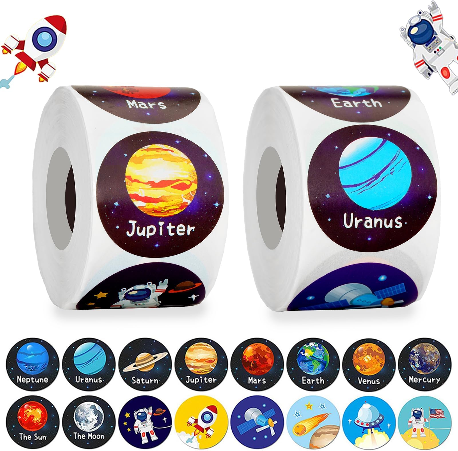 Amazon.com: 1000 Pieces Solar System Stickers for Kids 1 inch Self ...