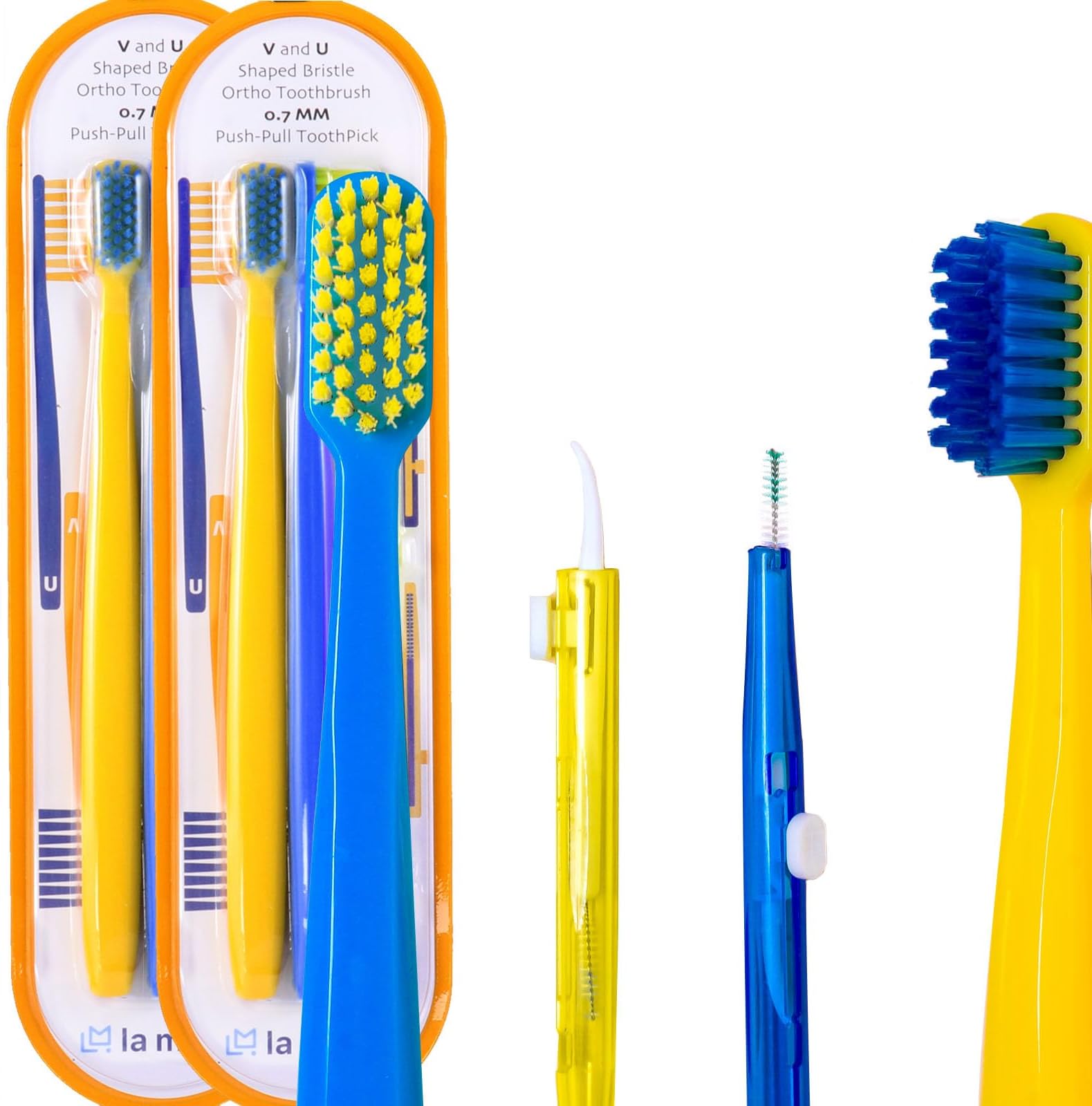 Amazon.com : LA MIERE V-Shaped + U-Shaped Orthodontic Toothbrush Soft ...