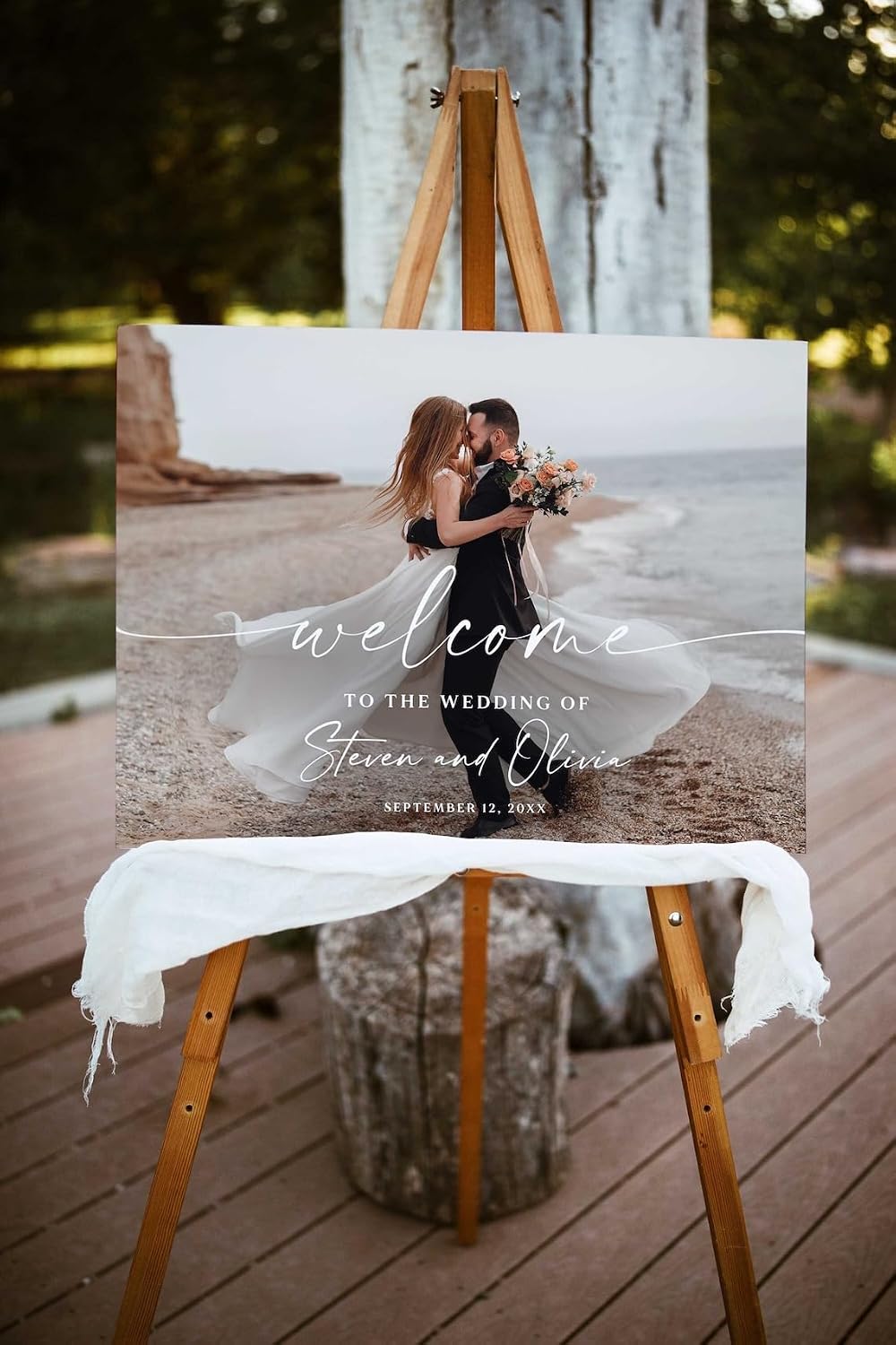 Amazon.com: Photo Welcome Wedding Sign, Landscape Wedding Board ...