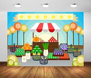 Amazon.com : BELECO 8x6ft Fabric Farmers Market Backdrop Local Market ...