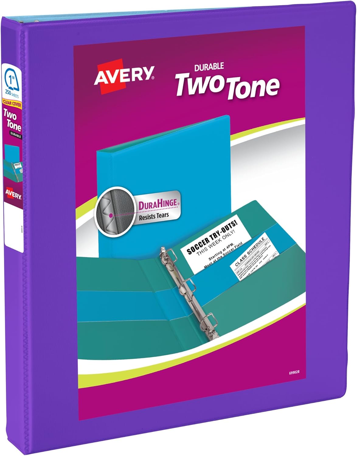 Avery - Carpeta de 3 anillas duradera de dos tonos, anillos inclinados ...
