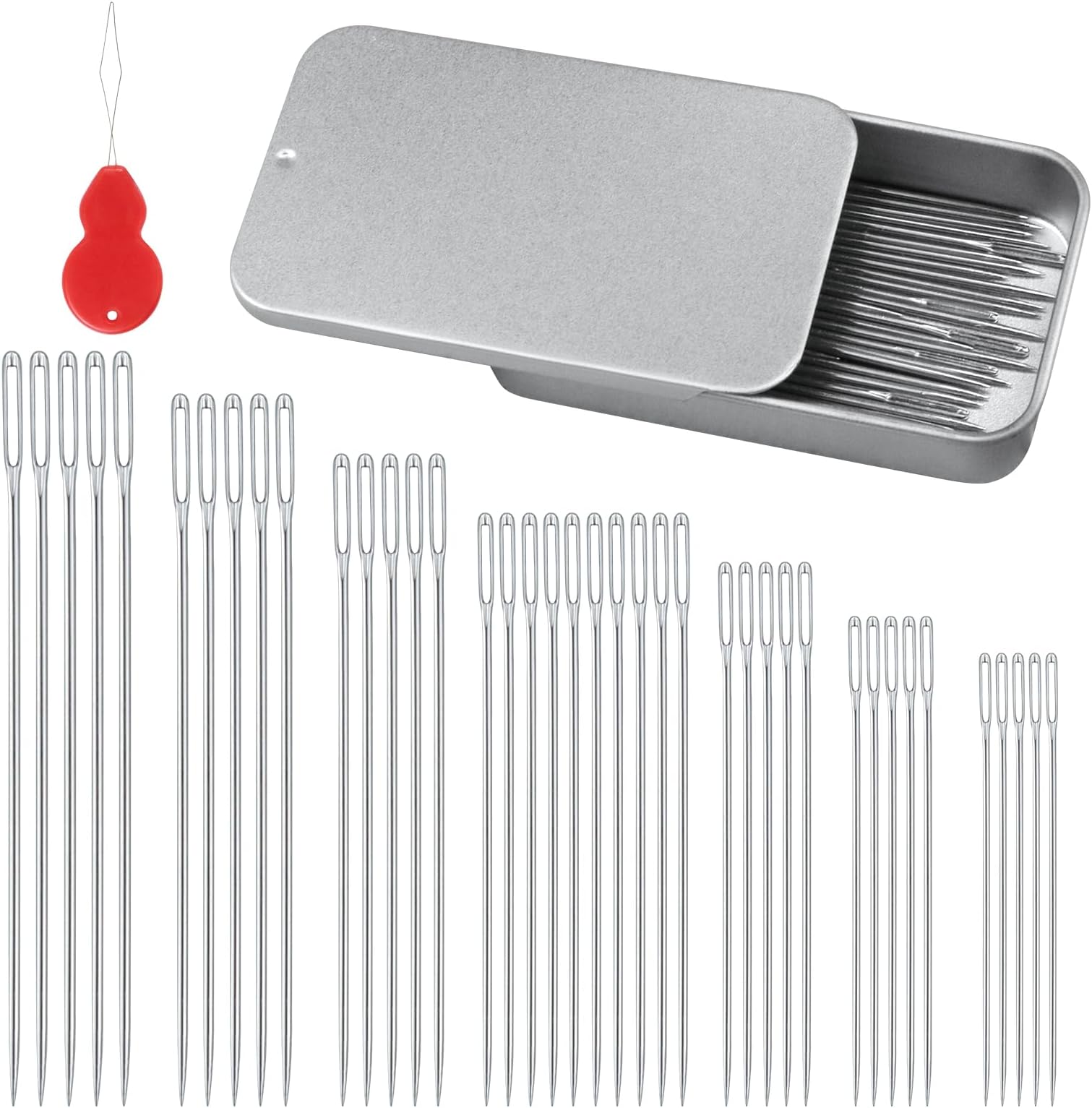 FIVEIZERO 80/40 PCS Large Eye Sewing Needles, 7 Sizes Sewing Sharp ...