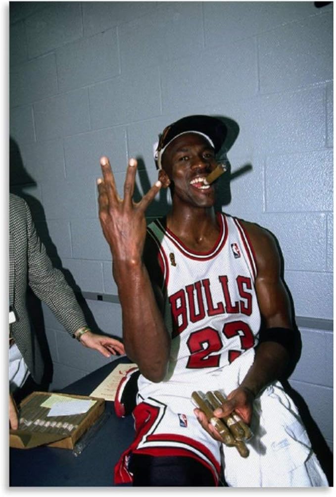 GDFG Michael Jordan Smoking Cigar Art 4K HD Canvas Art Poster and Wall ...
