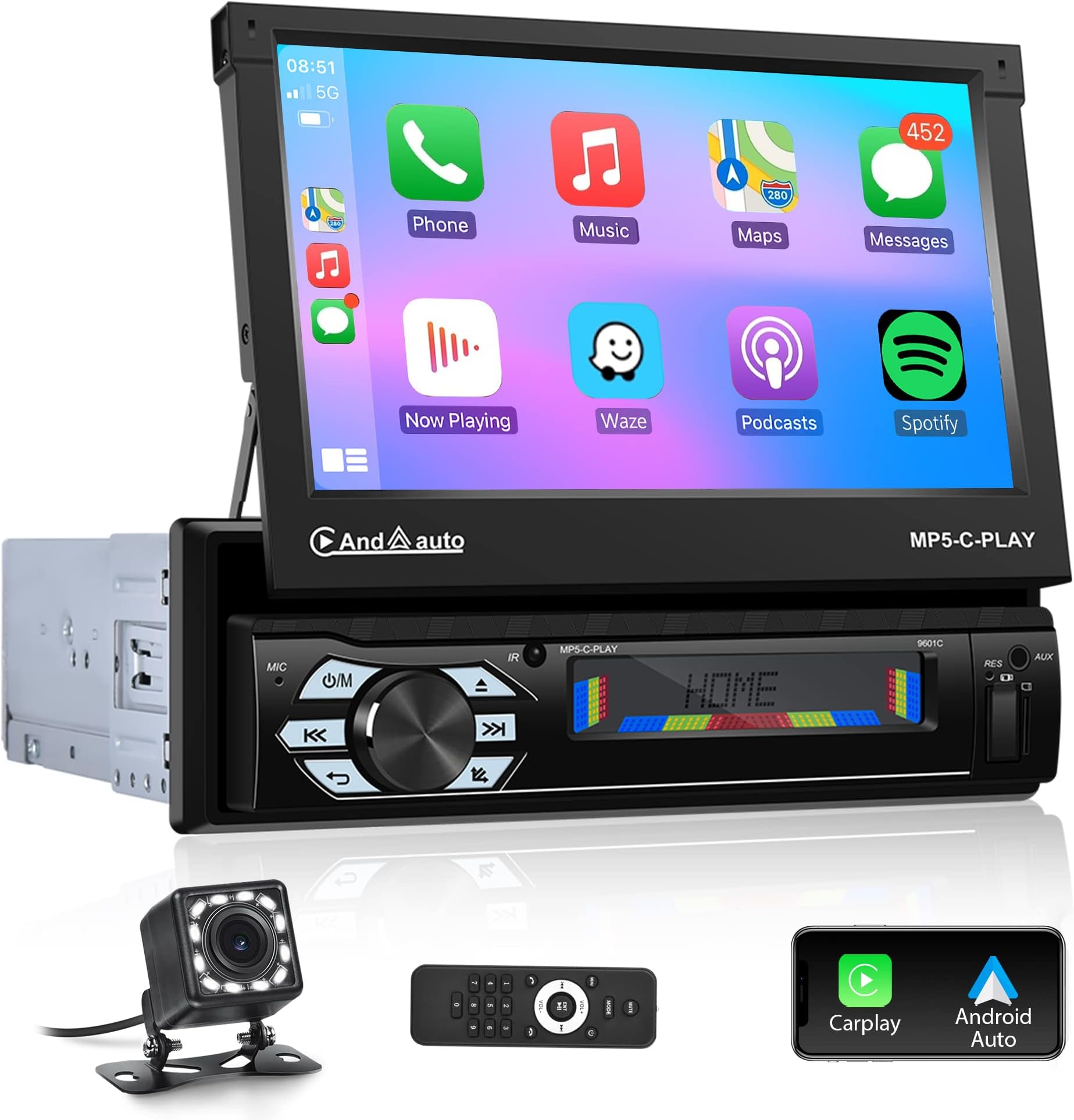 Rimoody Single Din Apple CarPlay Car stereo Car Radio, 7'' Electric ...