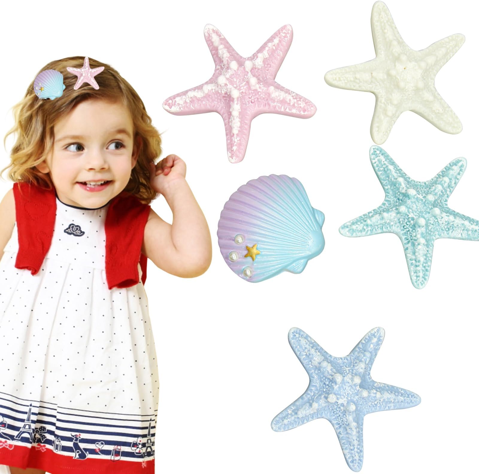 Amazon.com : 5Pcs Shell Starfish Hair Clip, Mermaid Hair Accessories ...