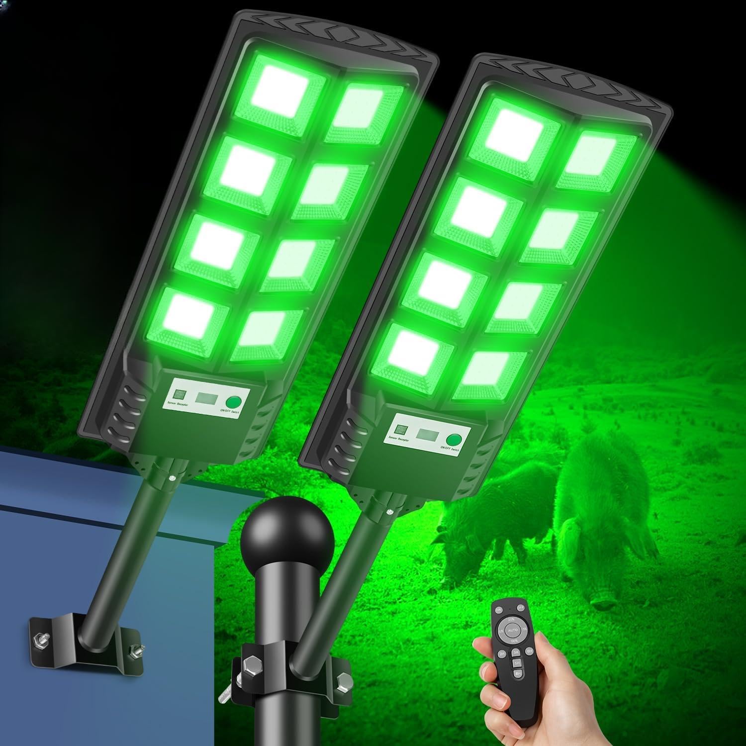 Amazon.com: GLOPHOK Solar Hog Lights for Night Hunting 12000LM Green ...