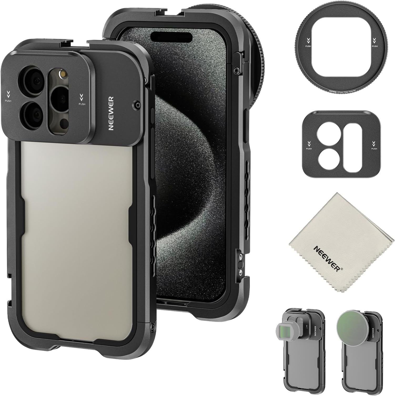 Amazon.com: NEEWER Pixel 8 Pro Phone Cage Video Rig with Snap On 67mm ...