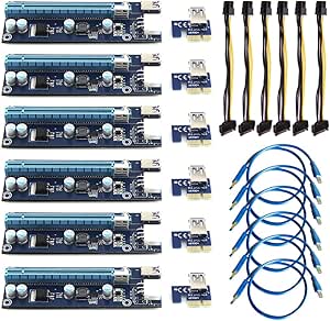 Amazon.com: 6-Pack PCIe Riser Cable VER 006 or Ver006C PCI-E 16x to 1x ...