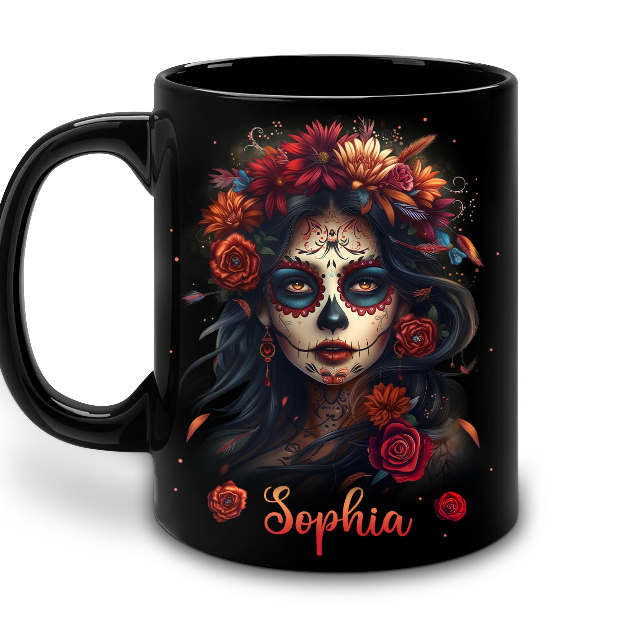 Amazon.com: Hyturtle Personalized Sugar Skull Mug - Goth Skull Gifts ...