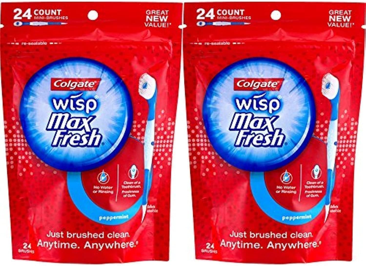 Colgate Mini escova de dentes descartável Max Fresh Wisp, hortelã ...