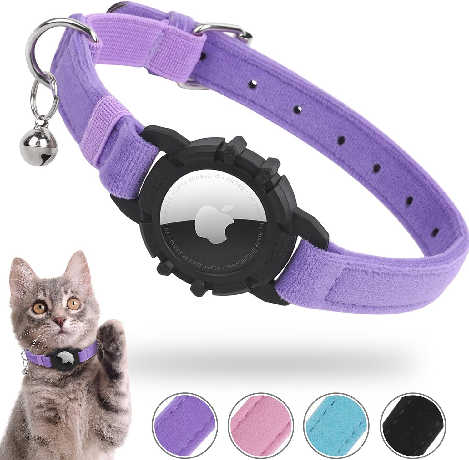 FEEYAR AirTag Cat Collar,Integrated Kitten Collar with Apple Holder ...