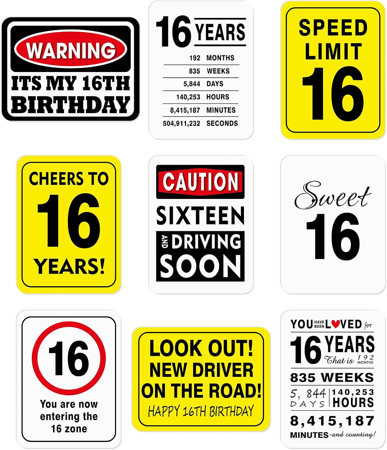 Amazon.com: WERNNSAI 16th Birthday Party Decorations - 9PCS Happy 16 ...