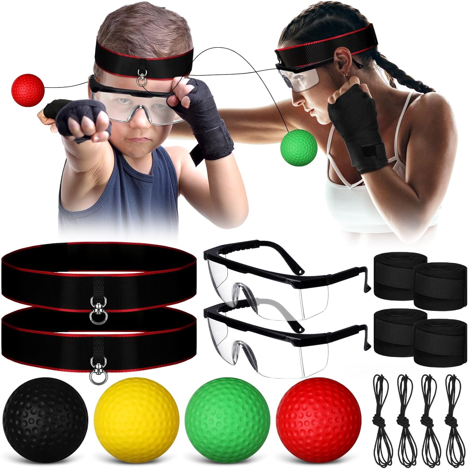 Amazon.com : Sonwyoung Boxing Reflex Ball for Adults and Kids 4 Pcs ...