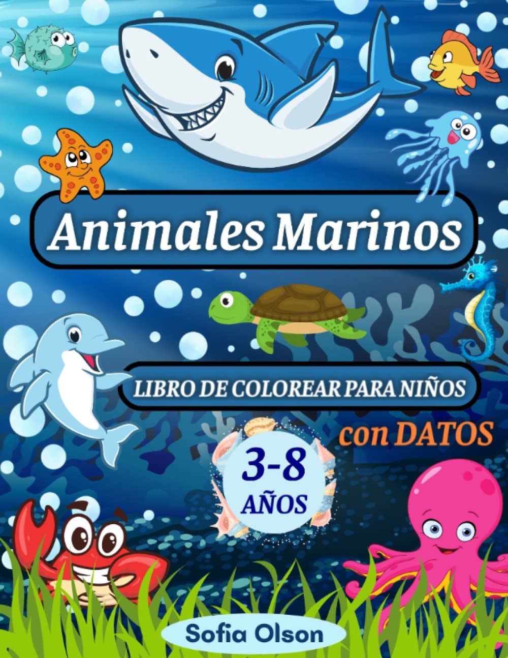 Animales Marinos Libro de Colorear para Niños 3-8 Años: 60 Páginas con ...